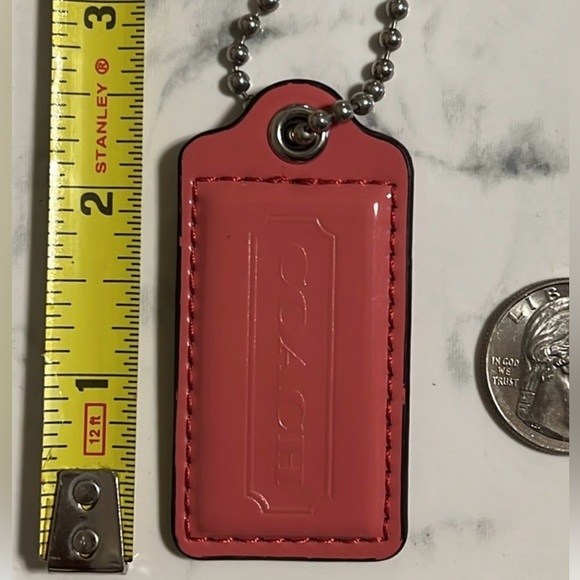 Coach | Accessories | Coach Leather Hang Tag With Silver Tone Chain ...